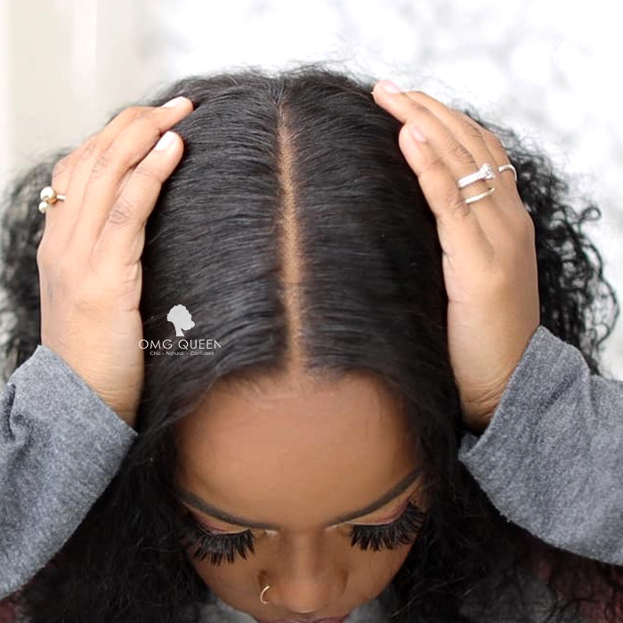 New Clean Hairline HD Lace Natural Curly Human Hair Wigs 6.5in Parting ...